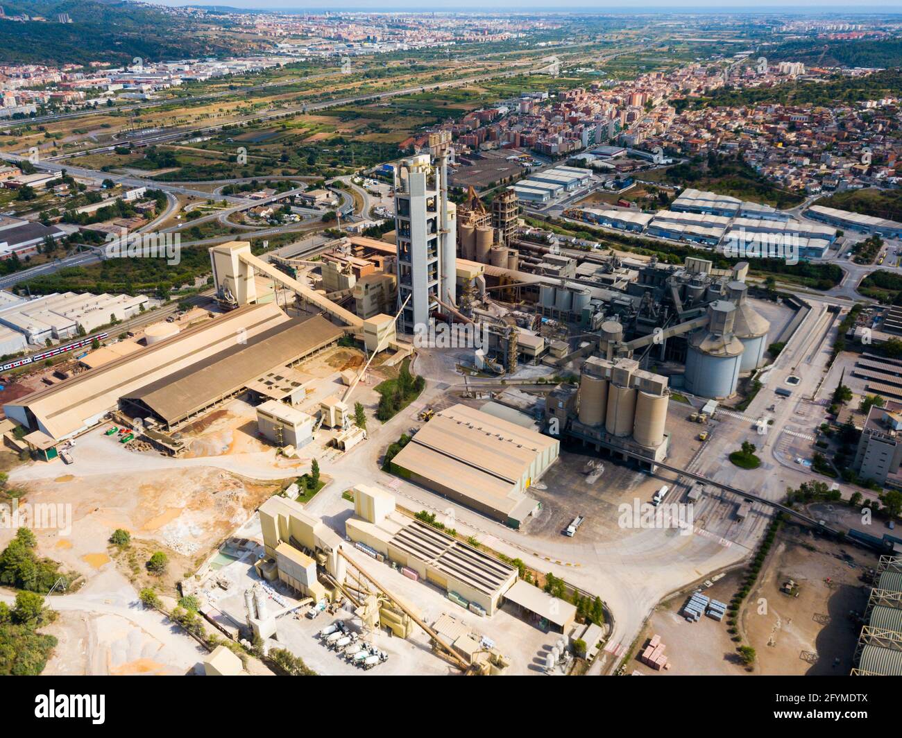 Aerial view of cement production plant Stock Photo - Alamy