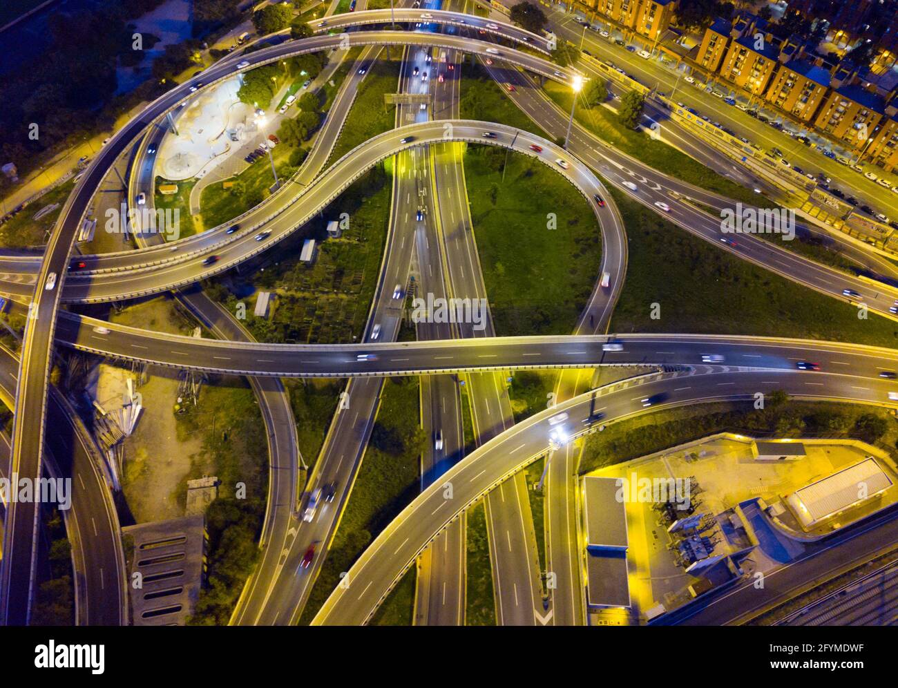 Aerial view night multilevel freeway hi-res stock photography and ...