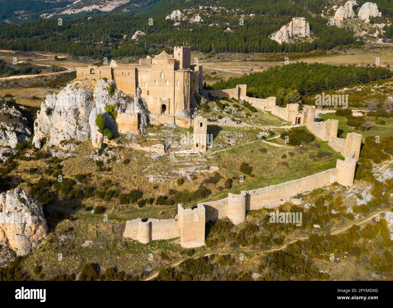 Famous fortress Castillo de Loarre in Navarre. Aragon. Spain Stock ...