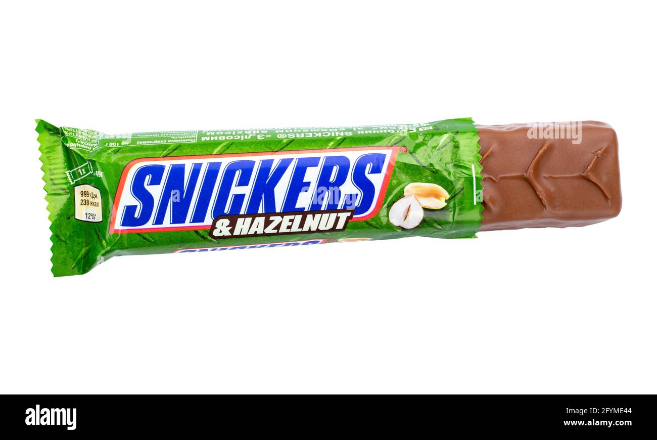 Ukraine, Kyiv - November 30. 2020: Snickers chocolate bar of sweets ...
