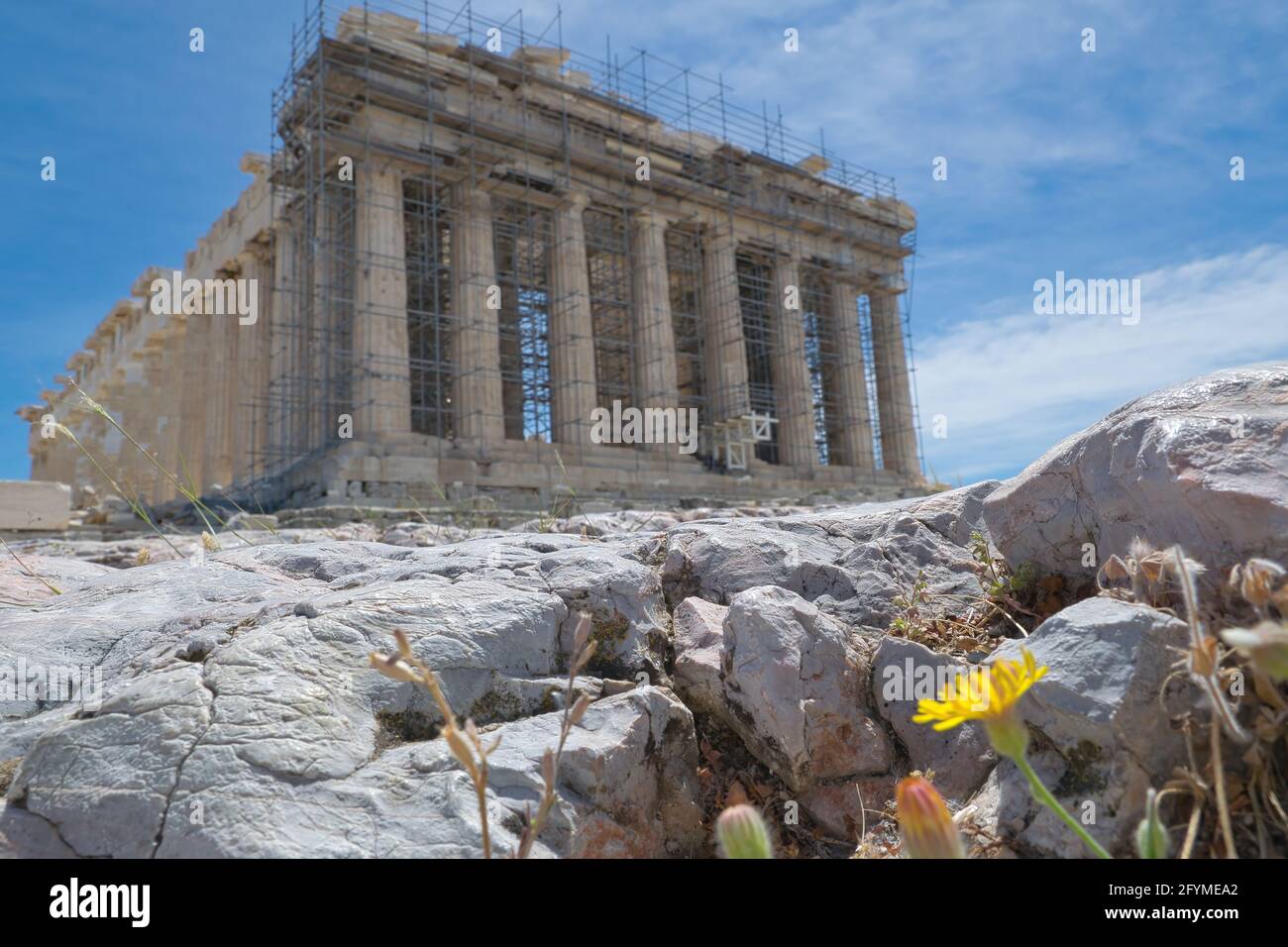 Parthenon, the temple of the Goddess Athena on the rock of the ...