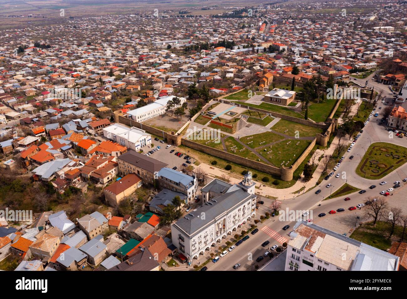 Scenic cityscape of town Telavi in Alazani river plain, Georgia Stock ...
