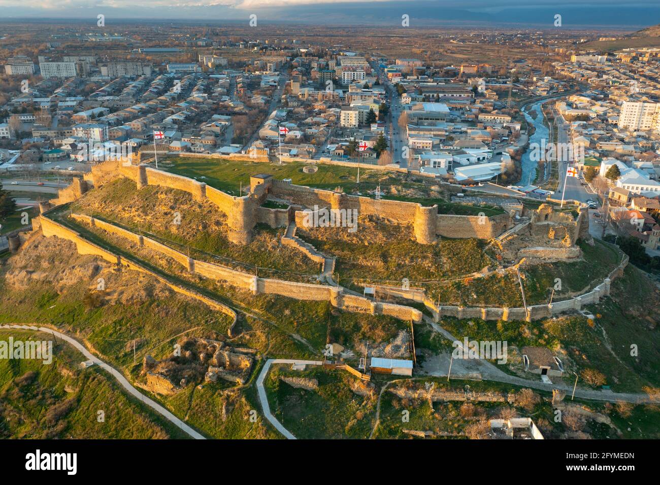 Panoramic view of Gori center with medieval fortress, Shida Kartli ...