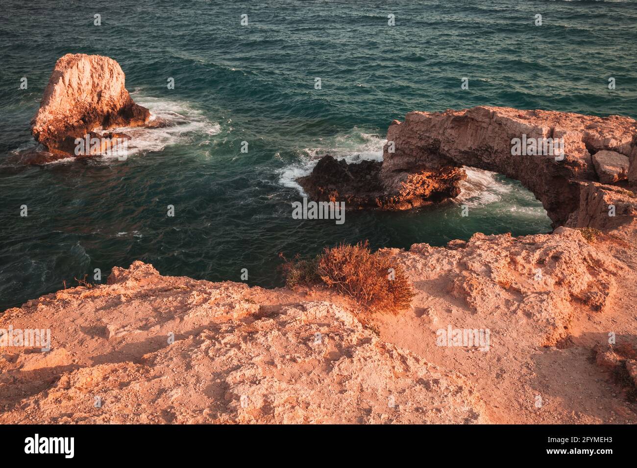 Popular natural landmark of Ayia Napa, Cyprus. Stone arch known as the ...