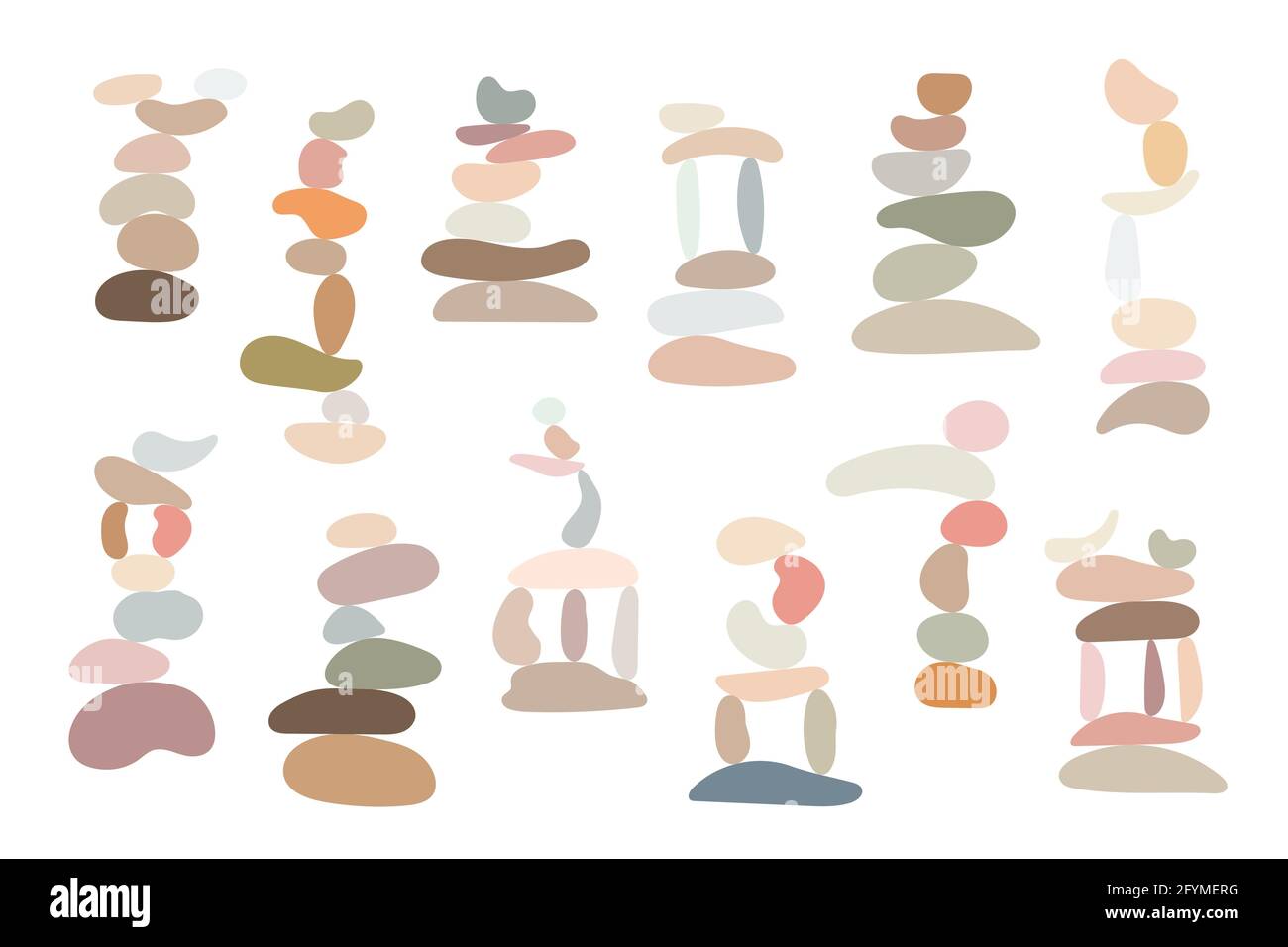 Zen stones set simple abstract vector illustration in flat style, relax ...