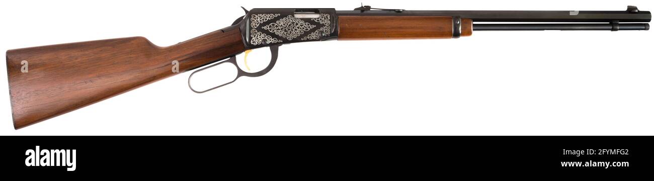 Winchester rifle gun on white background closeup Stock Photo - Alamy