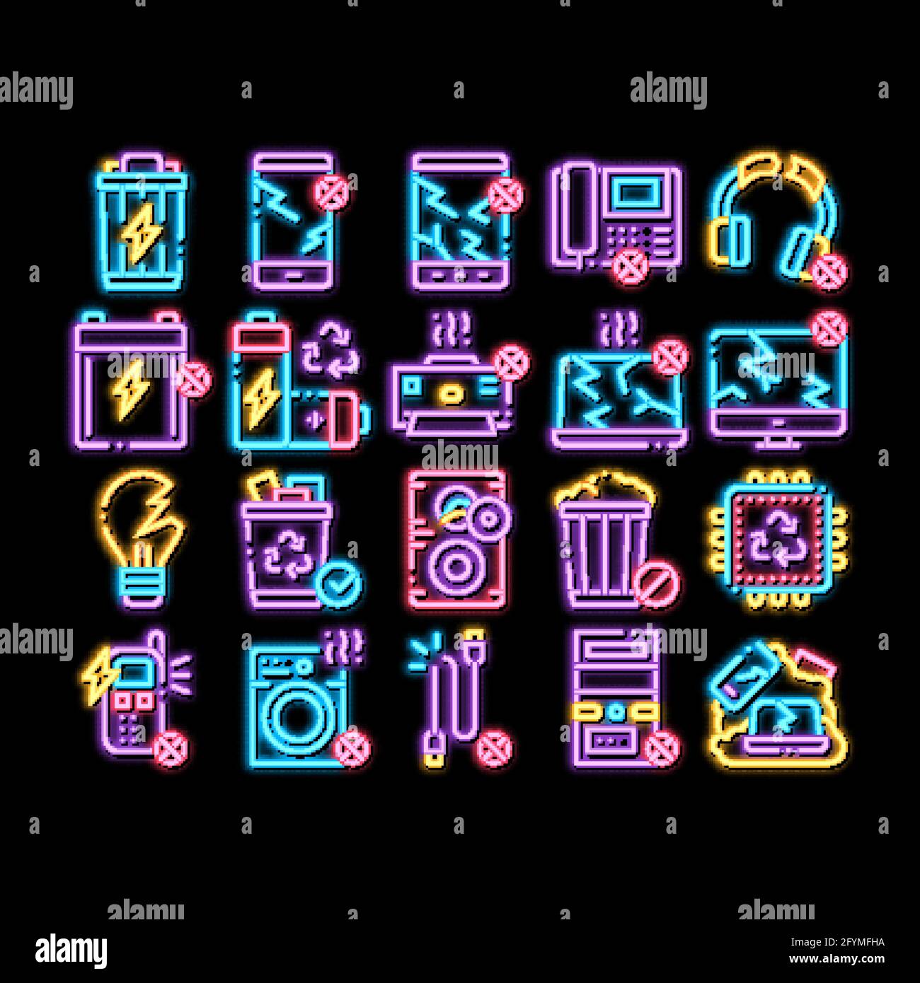 Electrical Waste Tools neon glow icon illustration Stock Vector Image ...