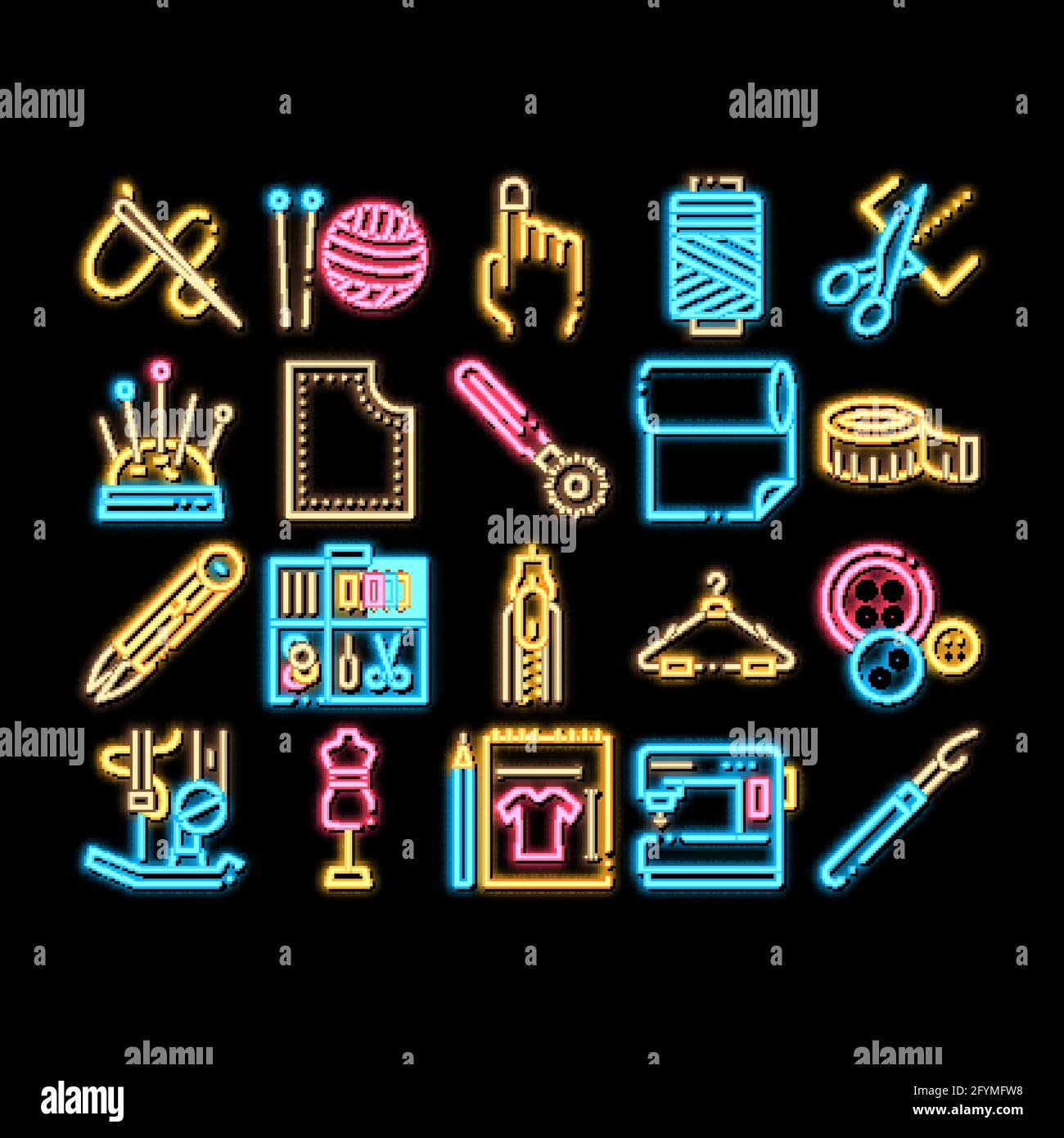 Sewing And Needlework neon glow icon illustration Stock Vector Image ...