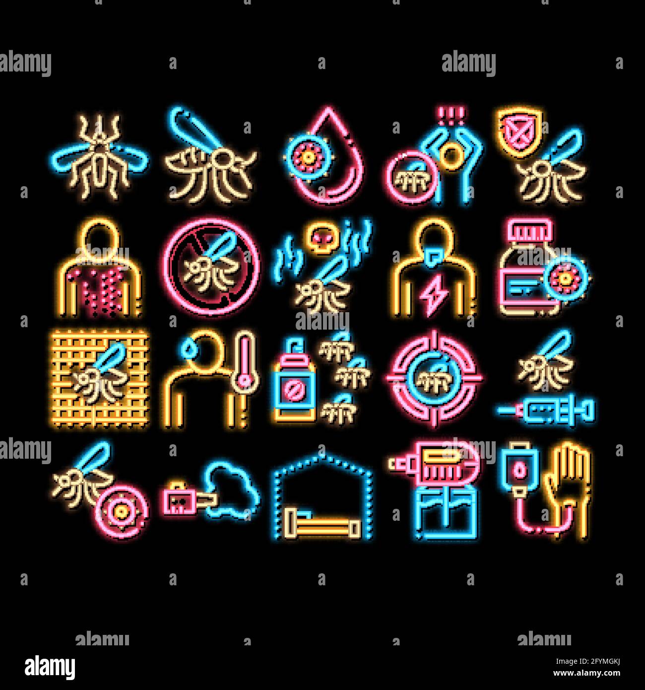 Malaria Illness Dengue neon glow icon illustration Stock Vector Image ...