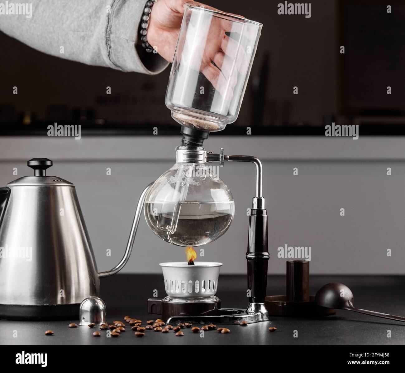 Syphon alternative method of making coffee. coffeemaker is a manual ...