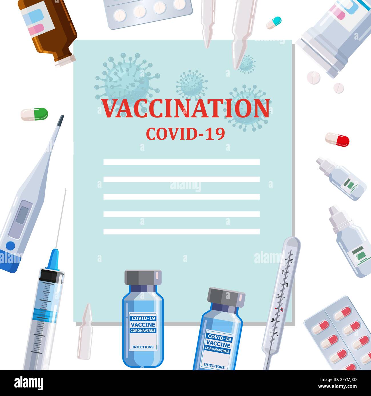 Covid-19 coronavirus Vaccination poster template concept, text place ...