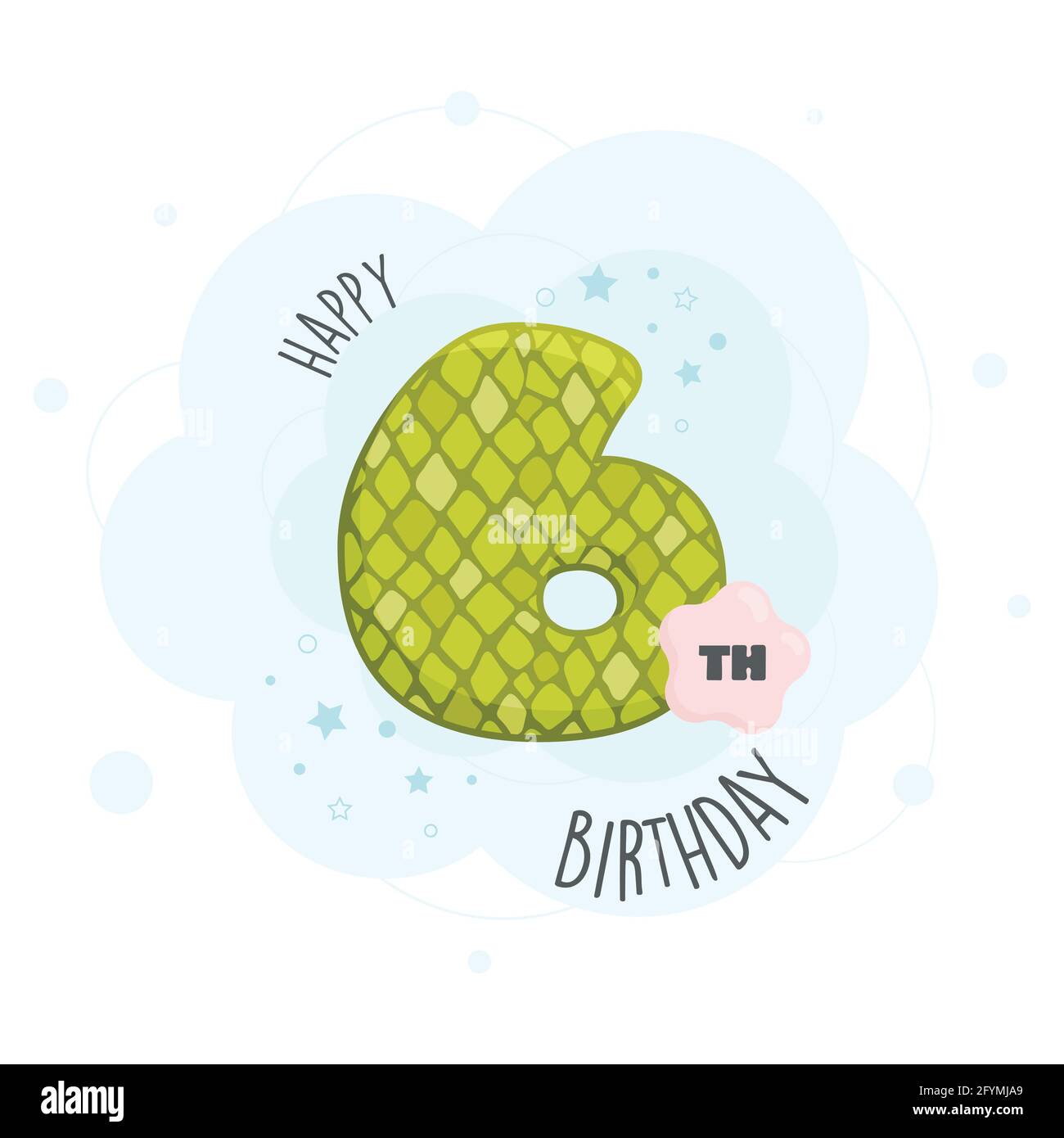 Happy 6th birthday greeting card with cute animal skin pattern design ...