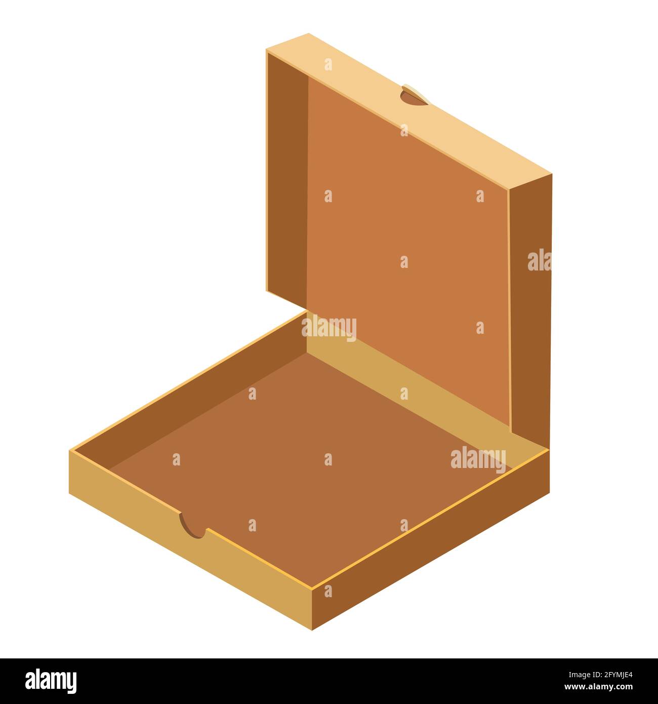 Pizza isometric open cardboard box, delivery. Package template, flat ...