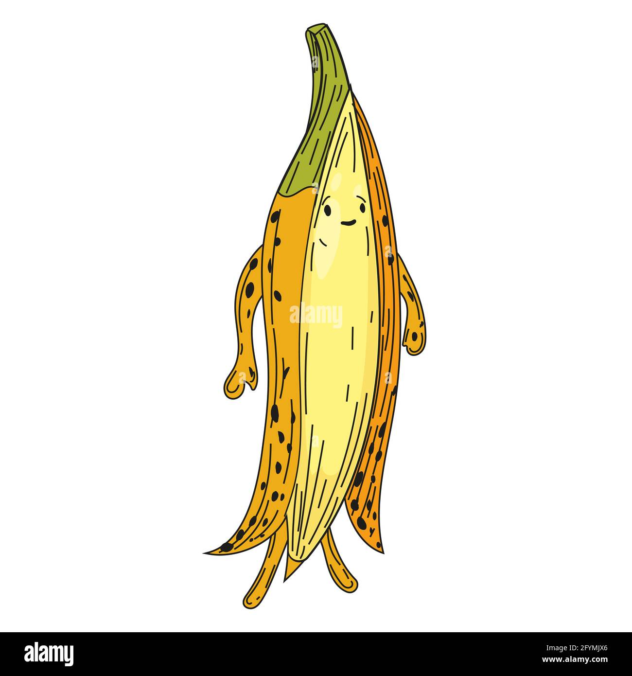 Banana hand dawn sketch fruit cute character cartoon. Vector ...