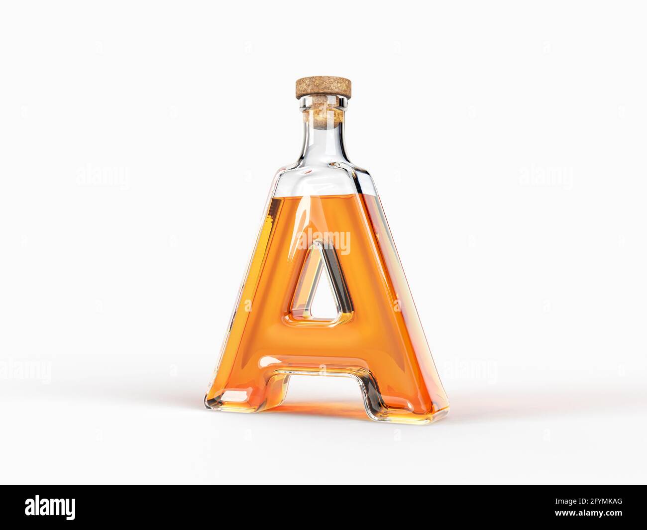 Letter A shaped bottle with whisky inside. 3d illustration, suitable ...