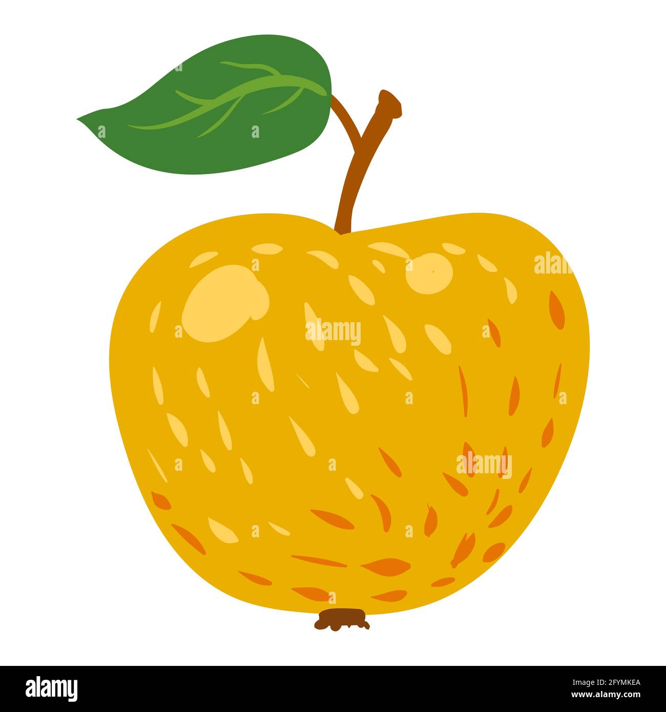 Apple yellow fruit, healthy organic nutrition product. Vector cartoon ...