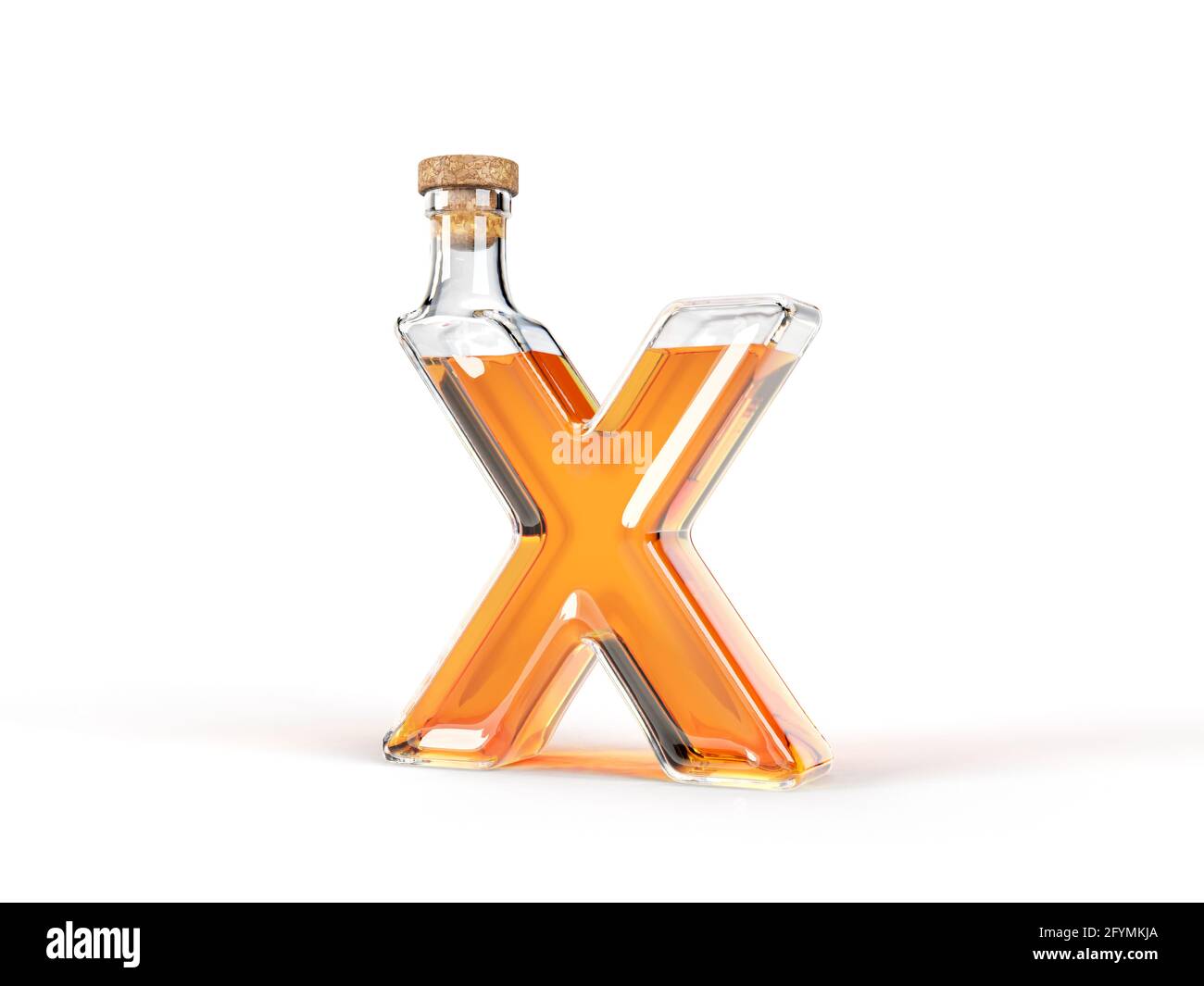 Letter X shaped bottle with whisky inside. 3d illustration, suitable ...