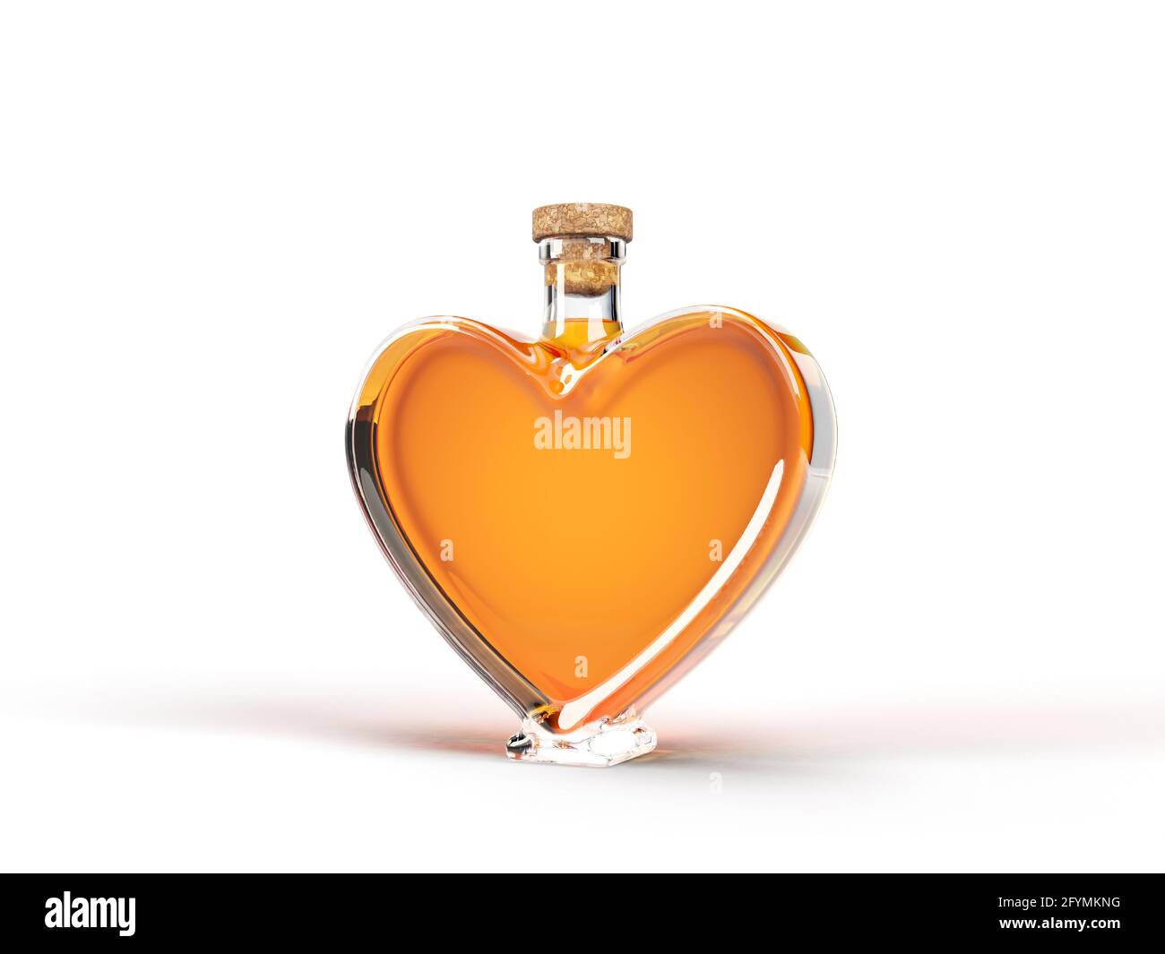 heart shaped bottle with whisky inside. 3d illustration, suitable for ...