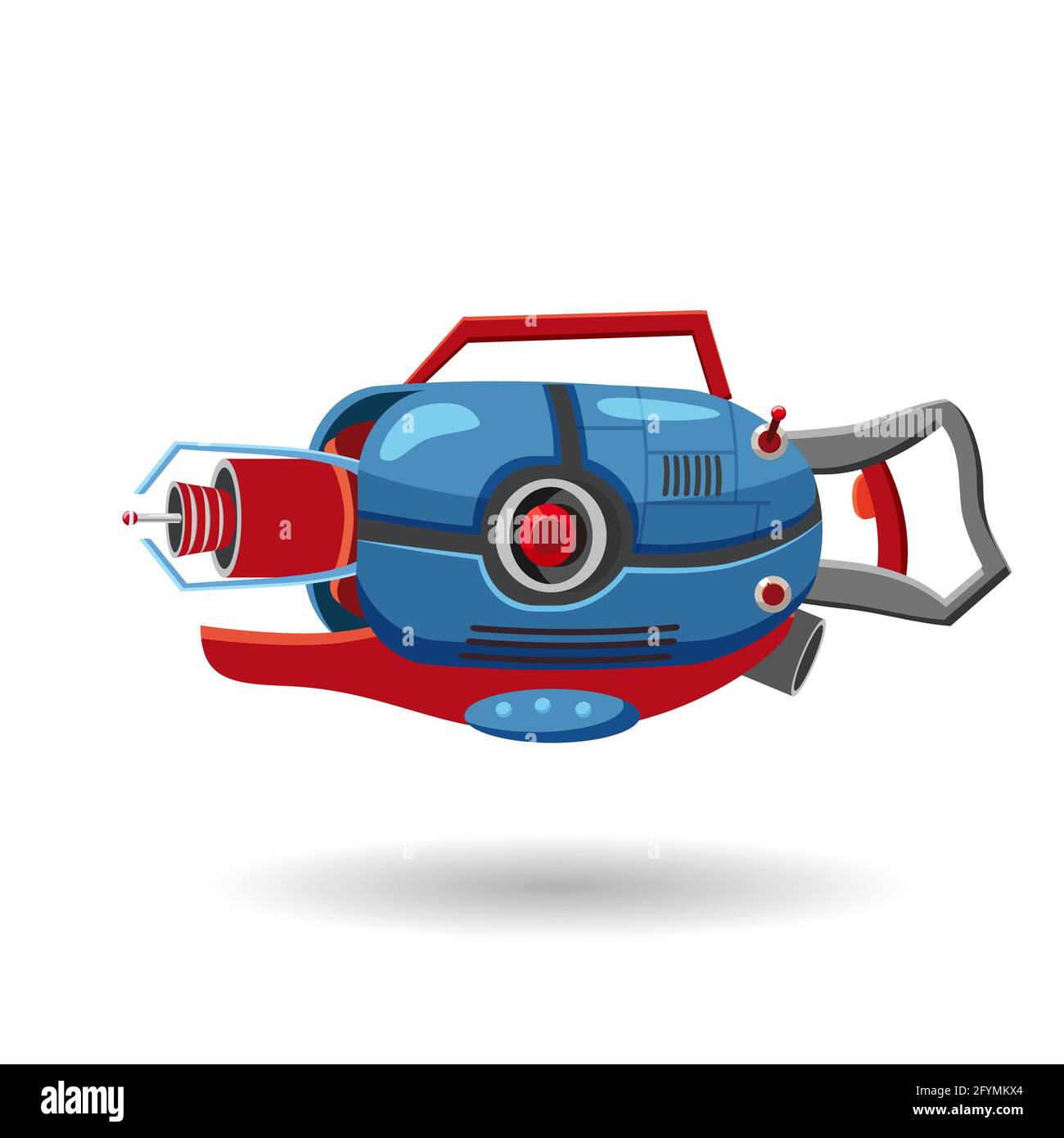 Cartoon retro space blaster, ray gun, laser weapon. Vector illustration ...