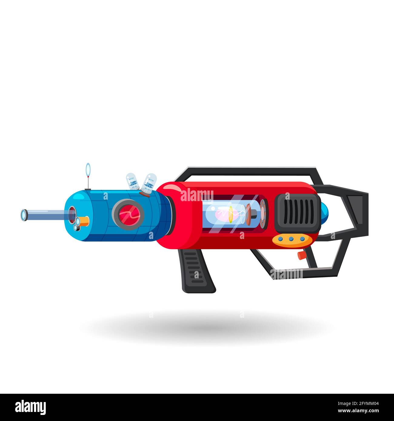 Cartoon retro space blaster, ray gun, laser weapon. Vector illustration ...