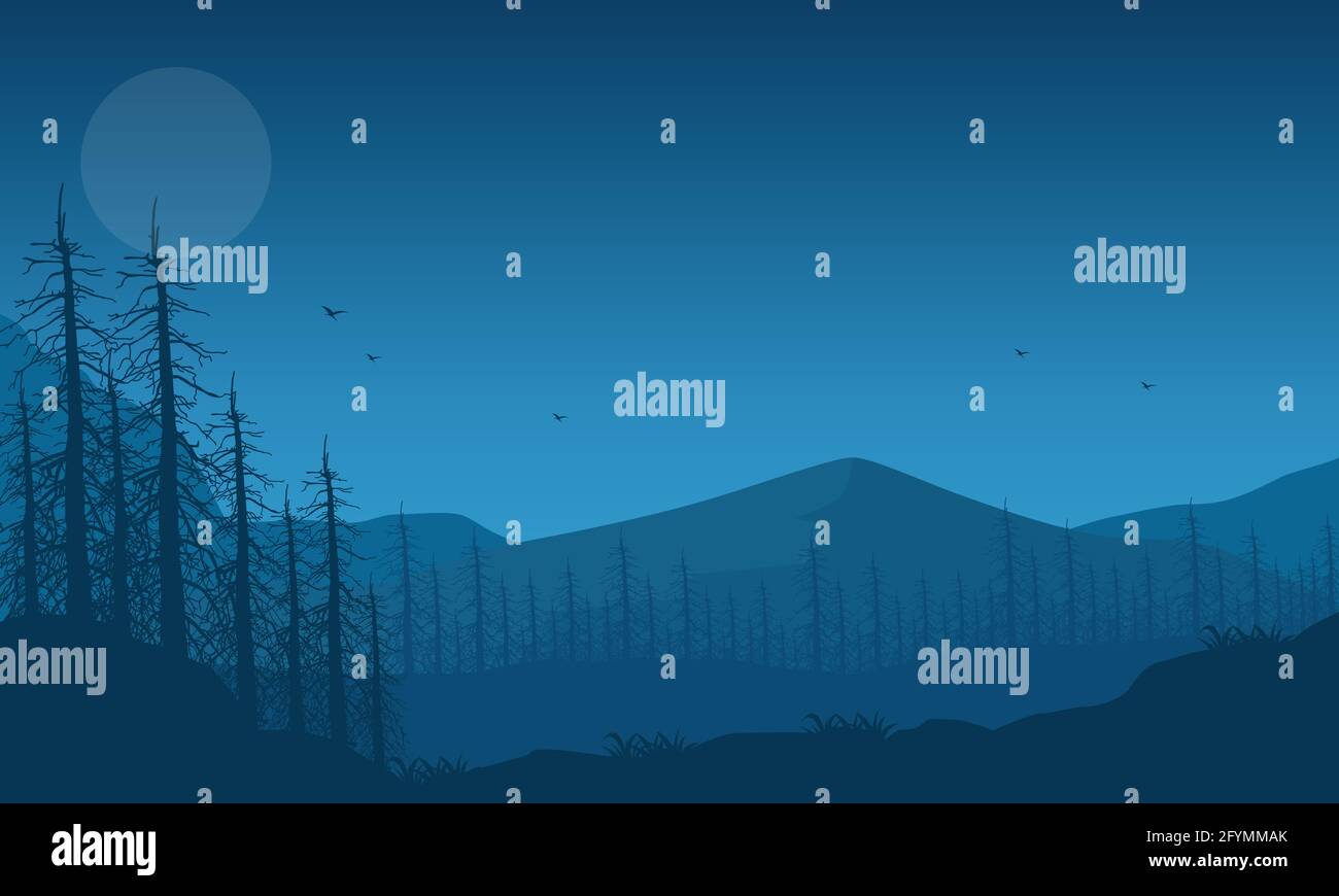 Cool night atmosphere in the countryside with stunning mountain views ...