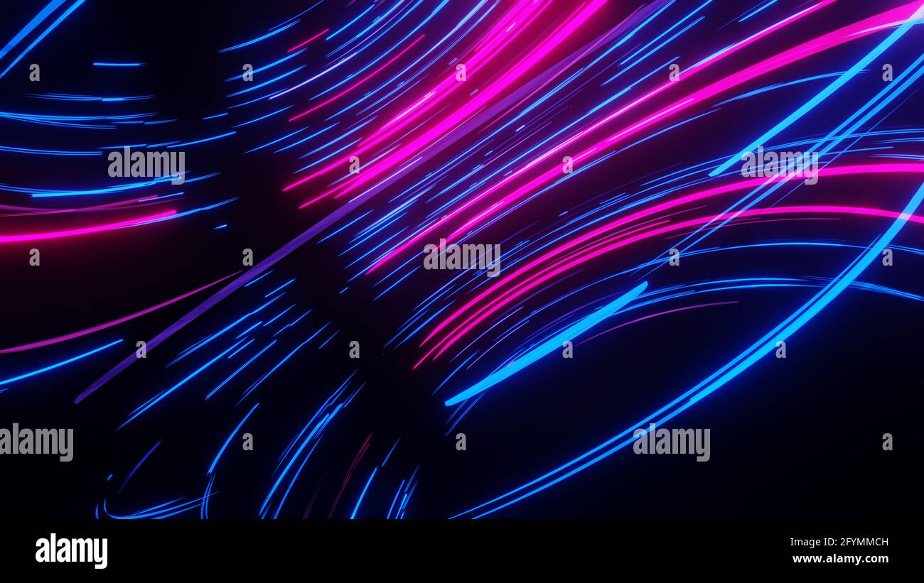 Lights and stripes moving fast over dark background Stock Photo - Alamy
