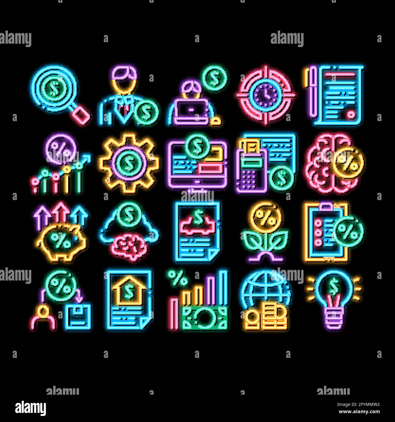 Investor Financial neon glow icon illustration Stock Vector Image & Art ...