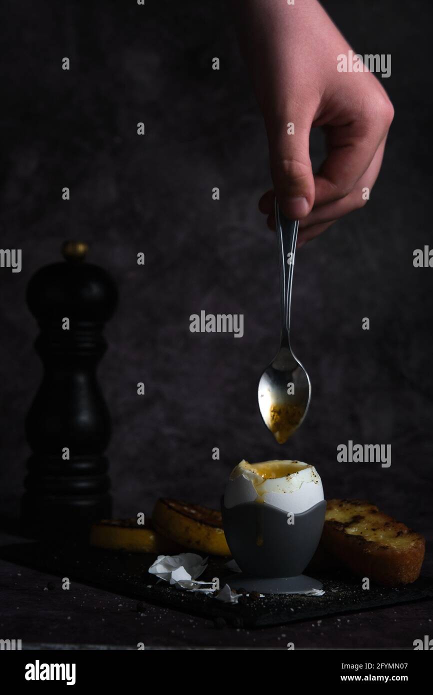 soft-boiled egg on a stand Stock Photo - Alamy