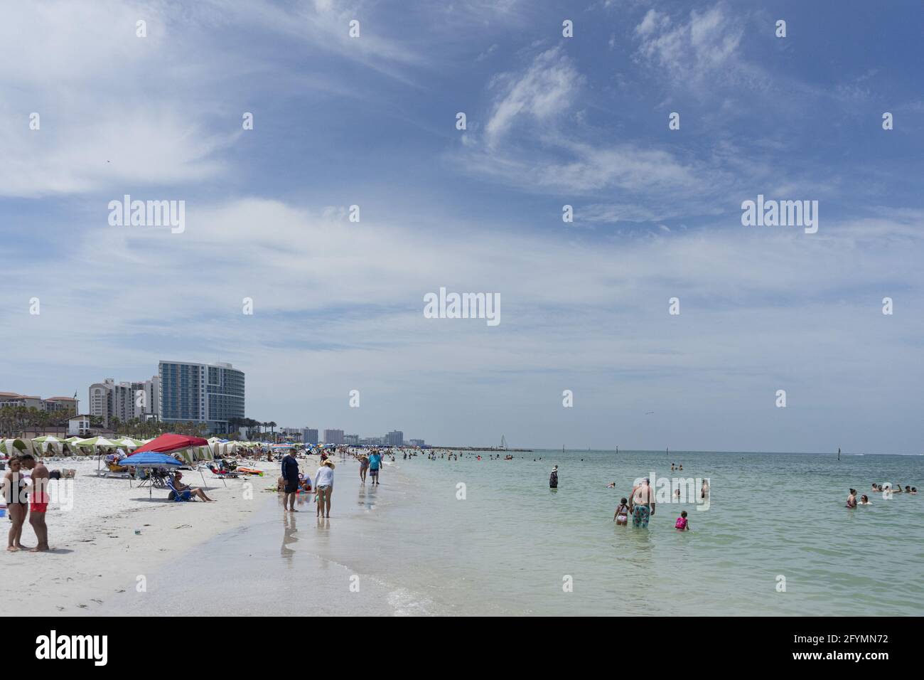 Gulf of Mexico at the Clearwater Beach in Florida, USA under a cloudy ...