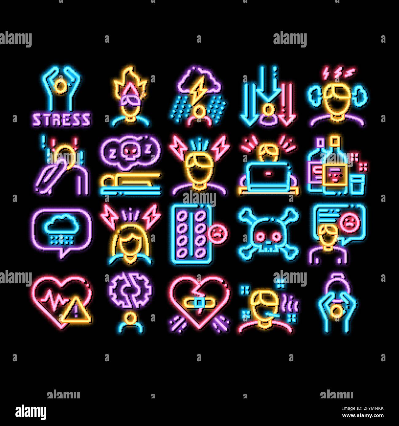 Anxiety glowing neon sign Stock Vector Images - Alamy