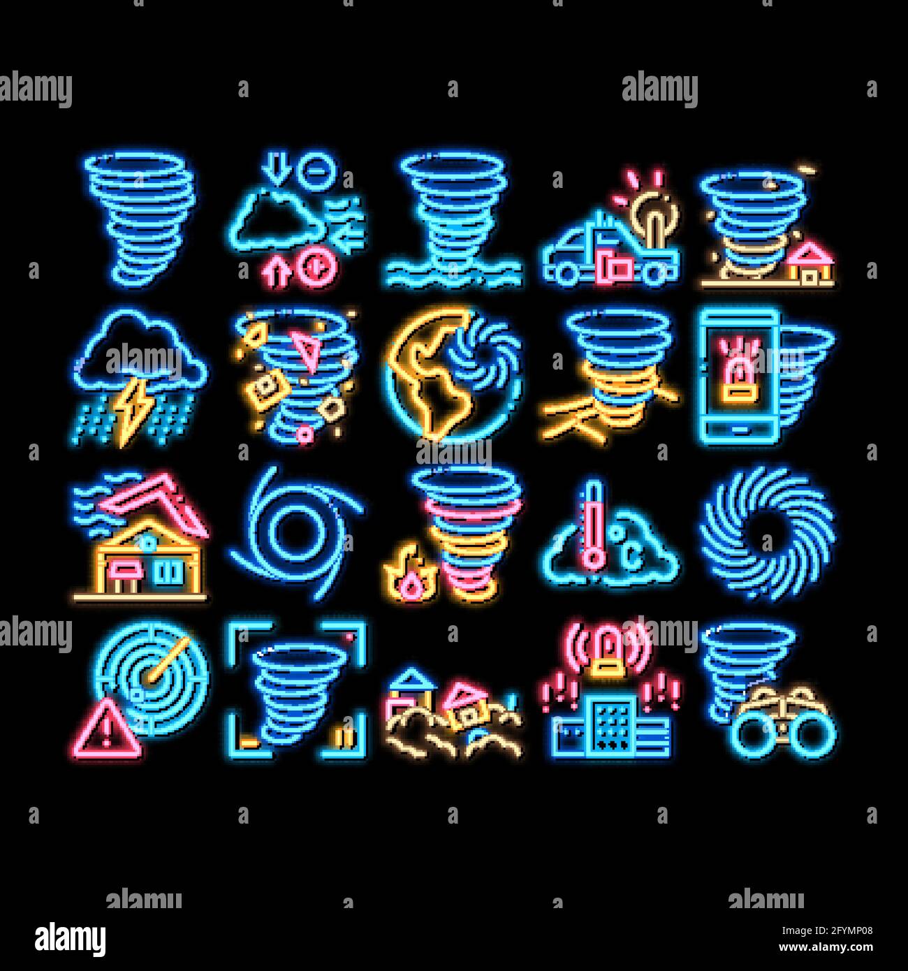 Tornado And Hurricane neon glow icon illustration Stock Vector Image ...