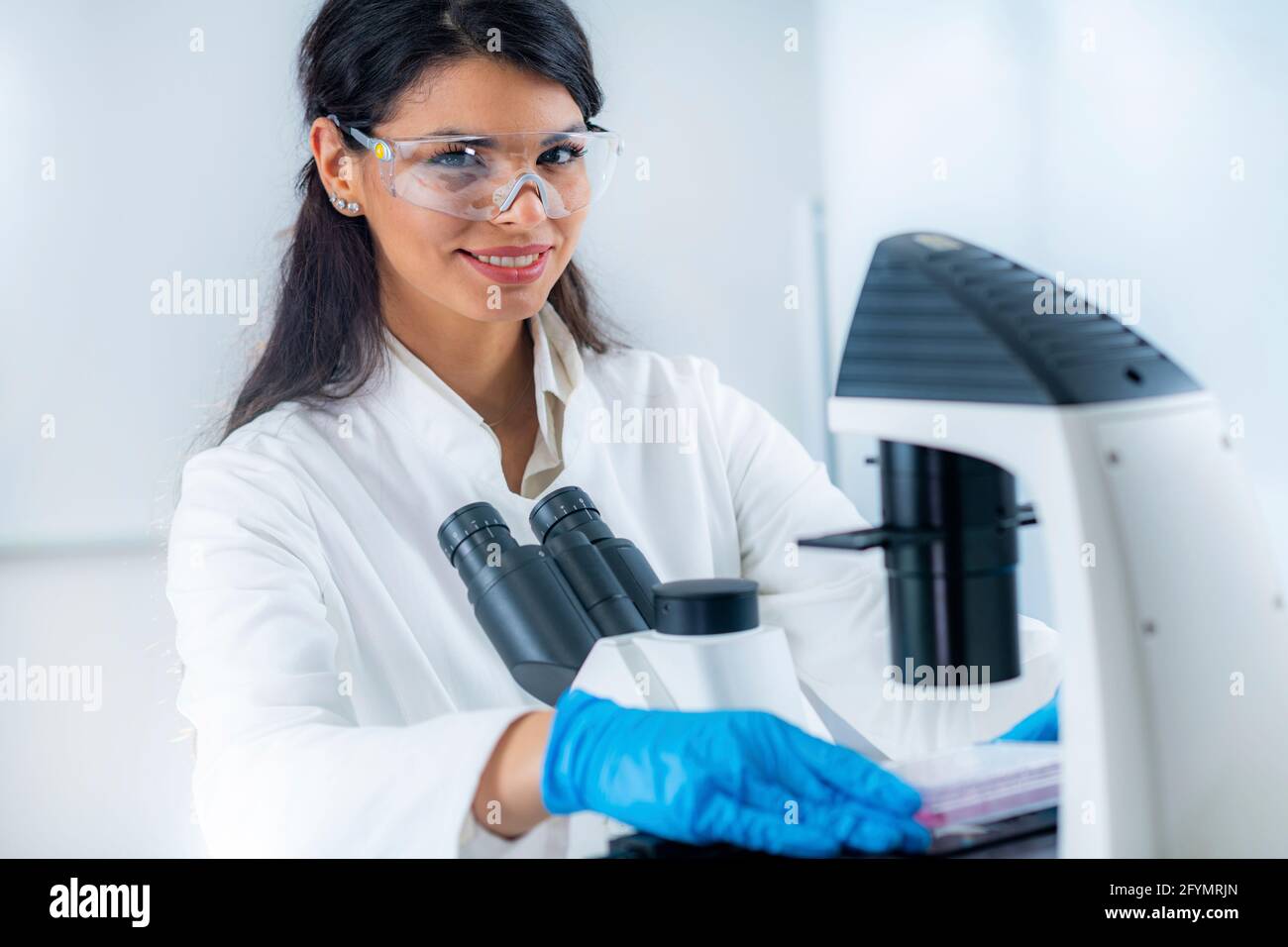 Researcher studying cell culture Stock Photo - Alamy