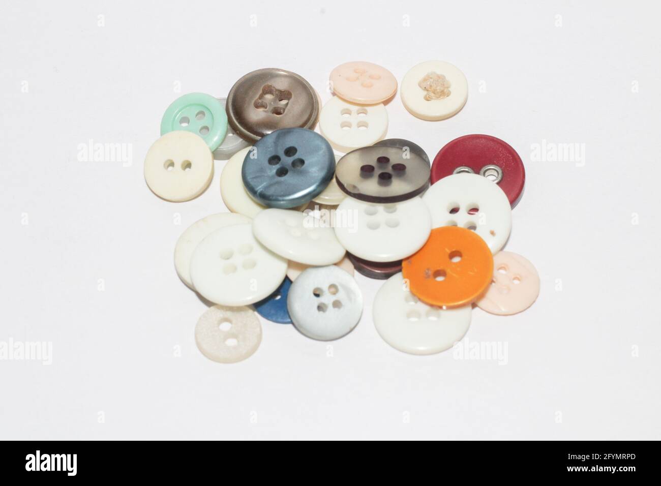 Closeup shot of colorful buttons isolated on a white background Stock ...
