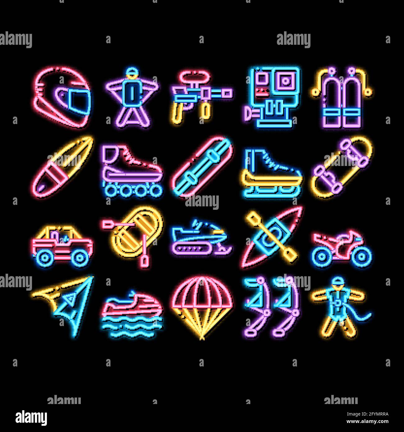 Extreme Sport Activity neon glow icon illustration Stock Vector Image ...