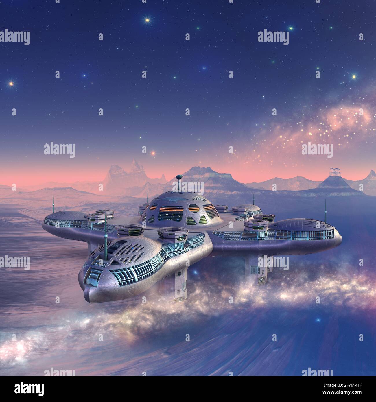 Base on alien planet, illustration Stock Photo - Alamy