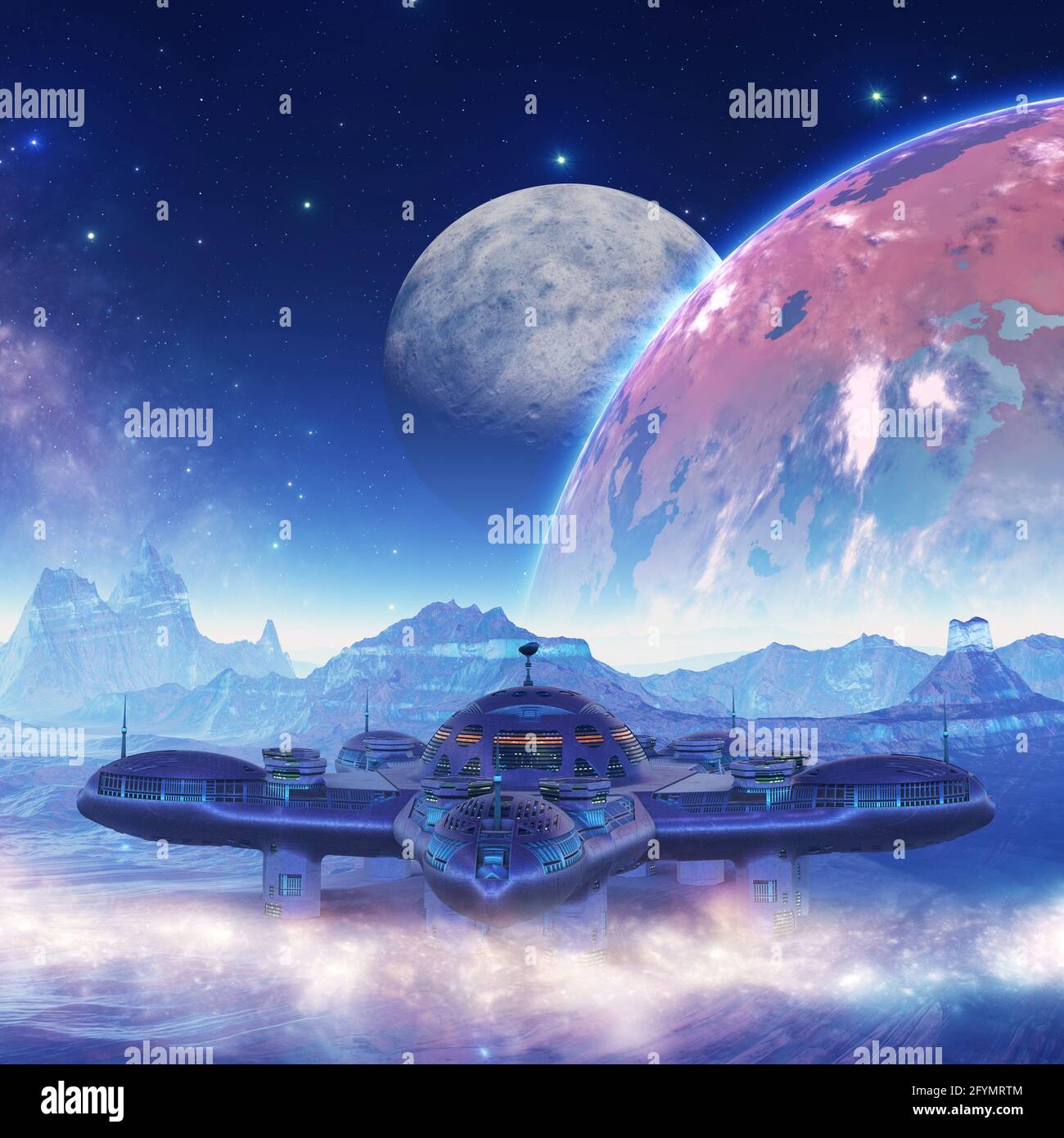 Base on alien planet, illustration Stock Photo - Alamy