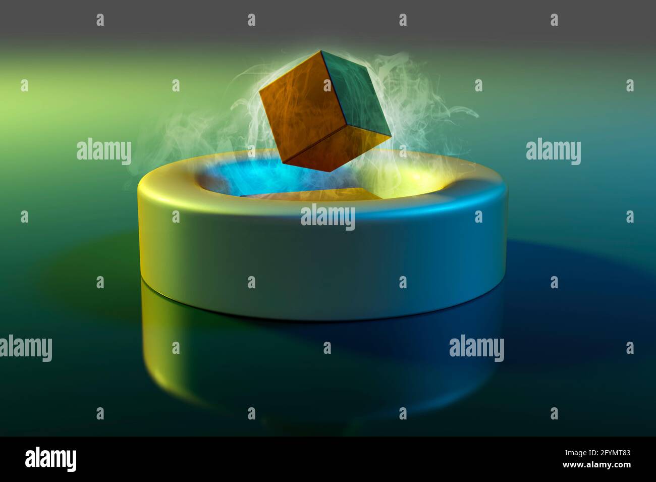 Magnet floating above a superconductor, illustration Stock Photo - Alamy
