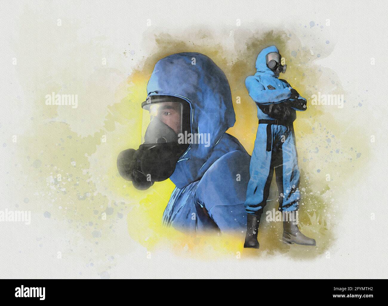 Man in a hazmat suit, illustration Stock Photo - Alamy
