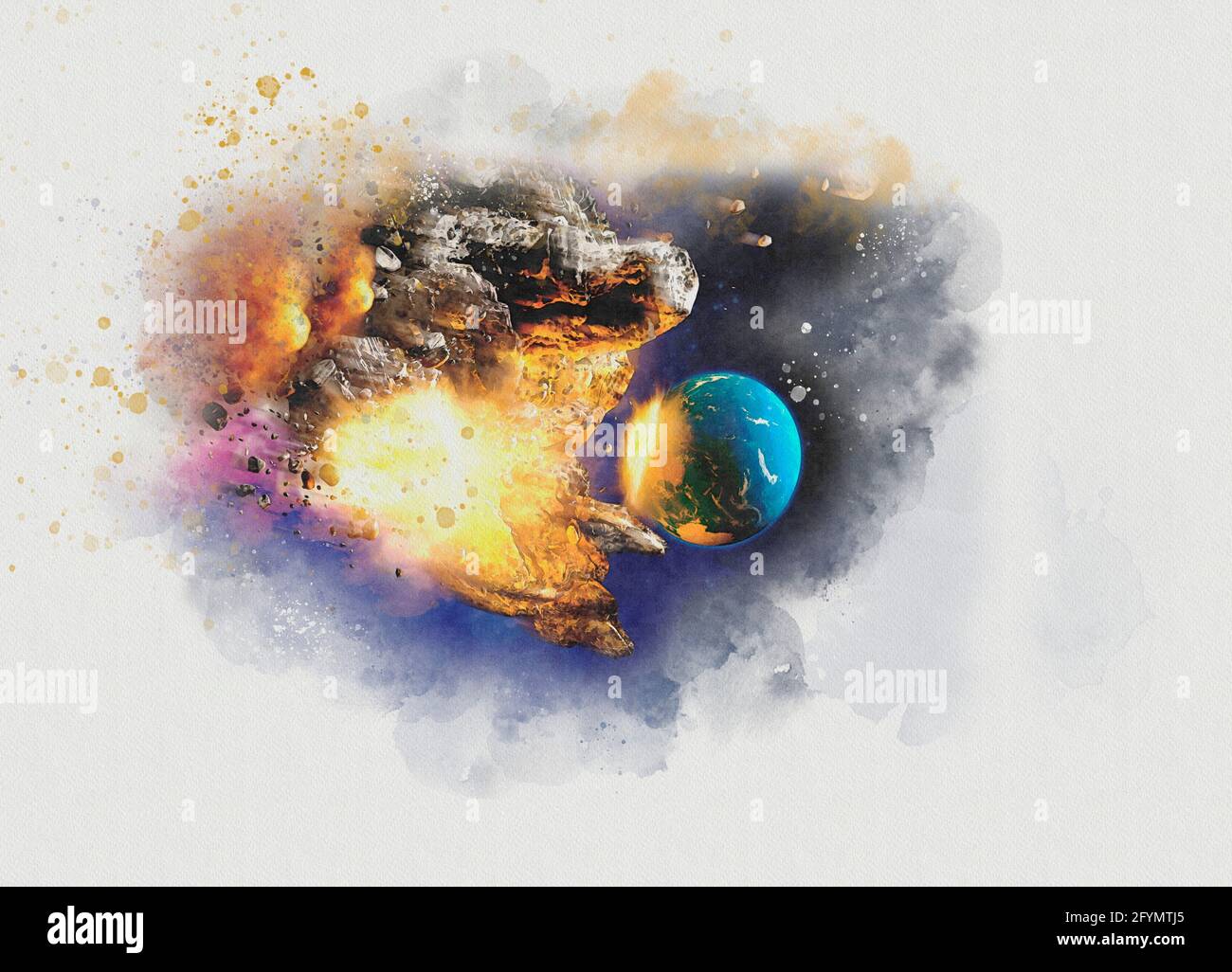 Meteor hitting planet Earth, illustration Stock Photo - Alamy