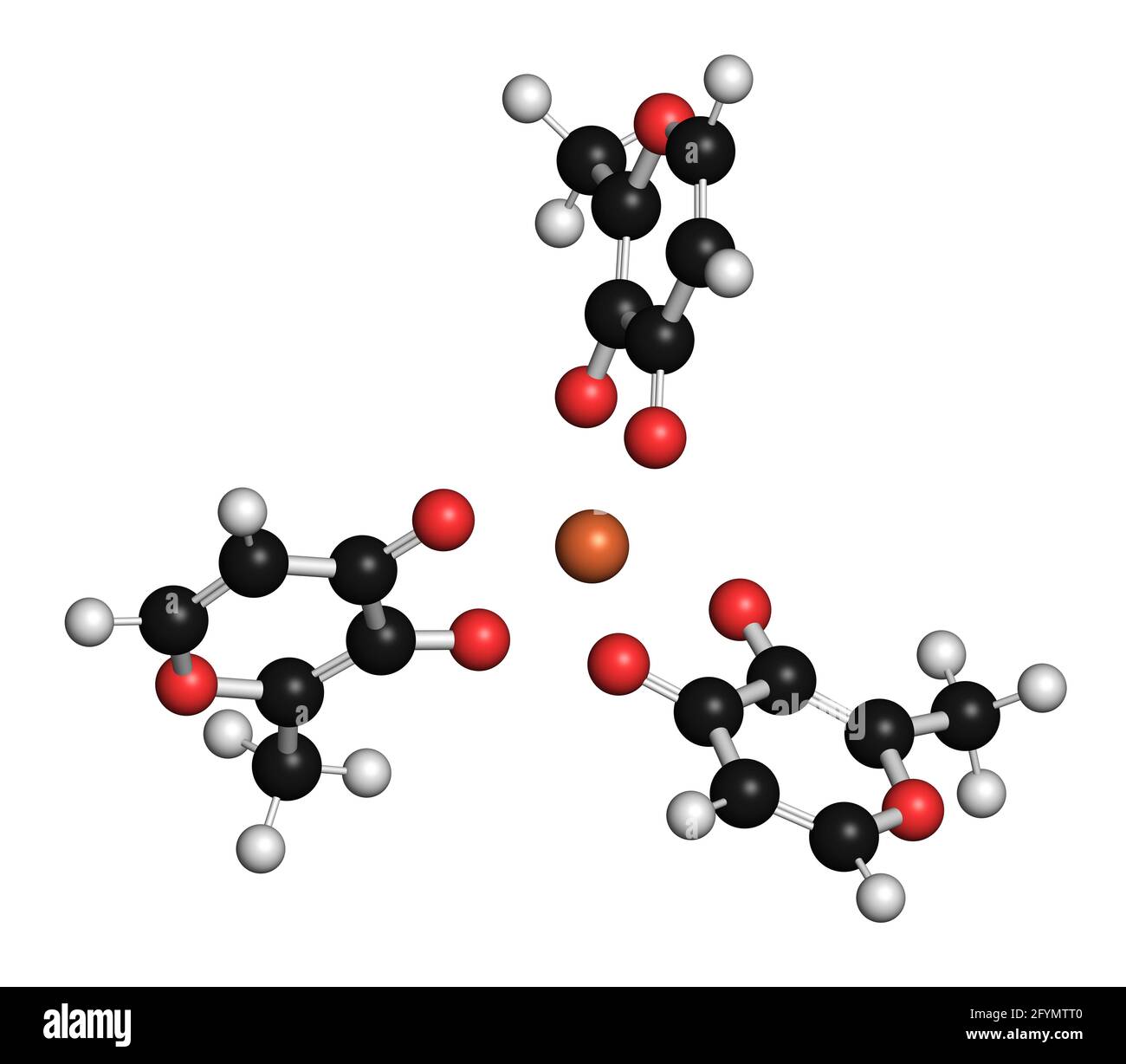 Ferric maltol iron deficiency drug molecule, illustration Stock Photo ...