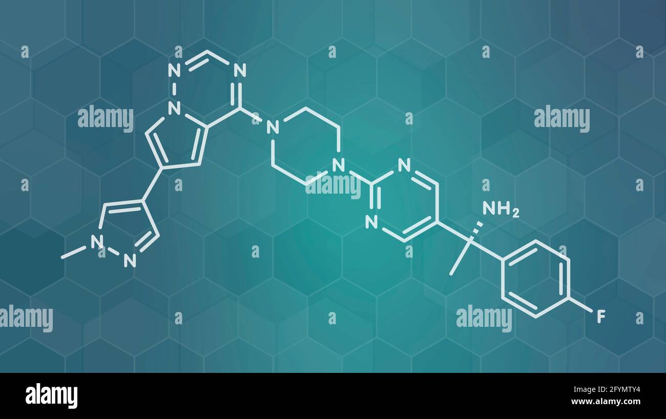 Avapritinib cancer drug molecule, illustration Stock Photo - Alamy