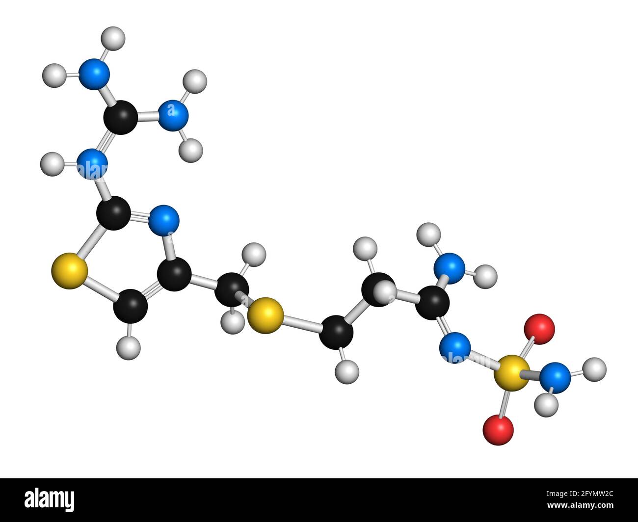 Famotidine drug molecule, illustration Stock Photo - Alamy