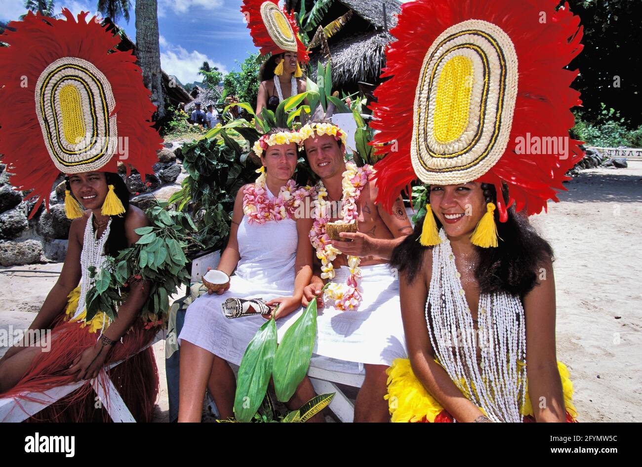 FRENCH POLYNESIA. MOOREA ISLAND. TRADITIONAL WEDDING AT TIKI VILLAGE ...