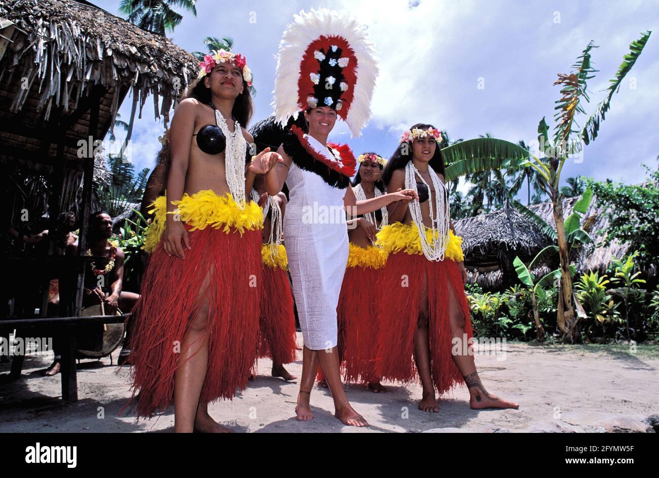 FRENCH POLYNESIA. MOOREA ISLAND. TRADITIONAL WEDDING AT TIKI VILLAGE ...