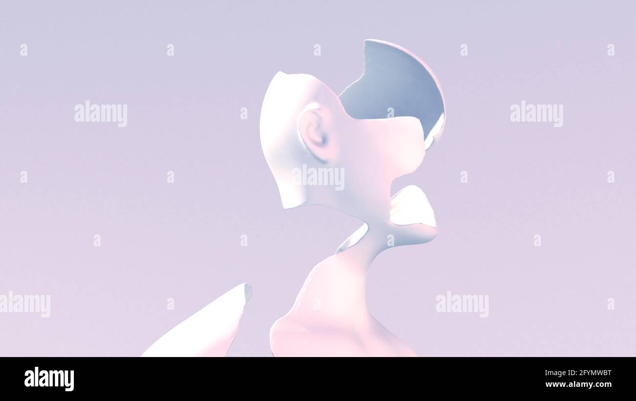 Fractured head, conceptual illustration Stock Photo - Alamy