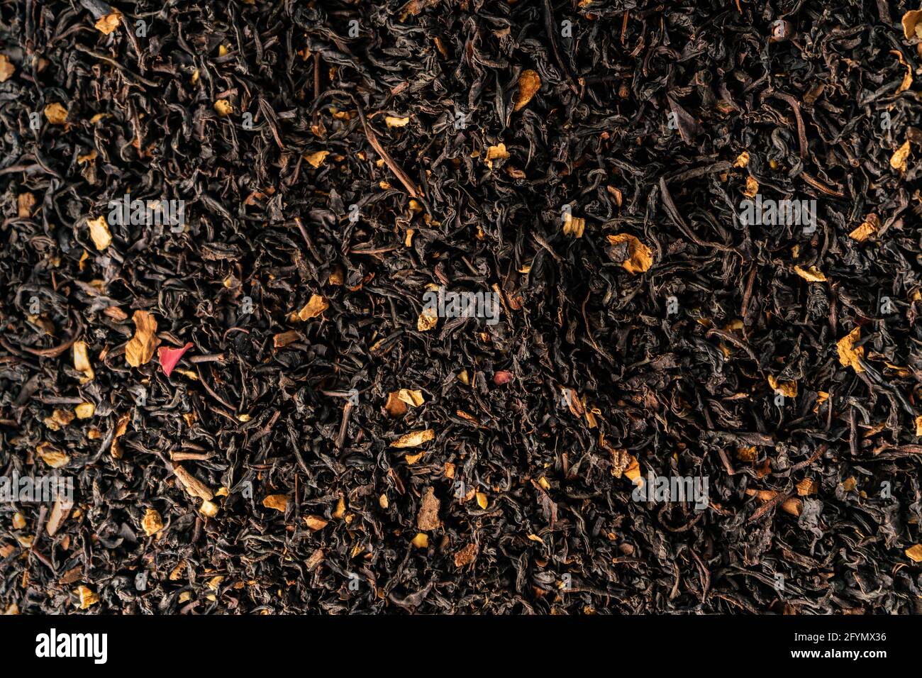 selective focus. food background. natural black tea for brewing with ...
