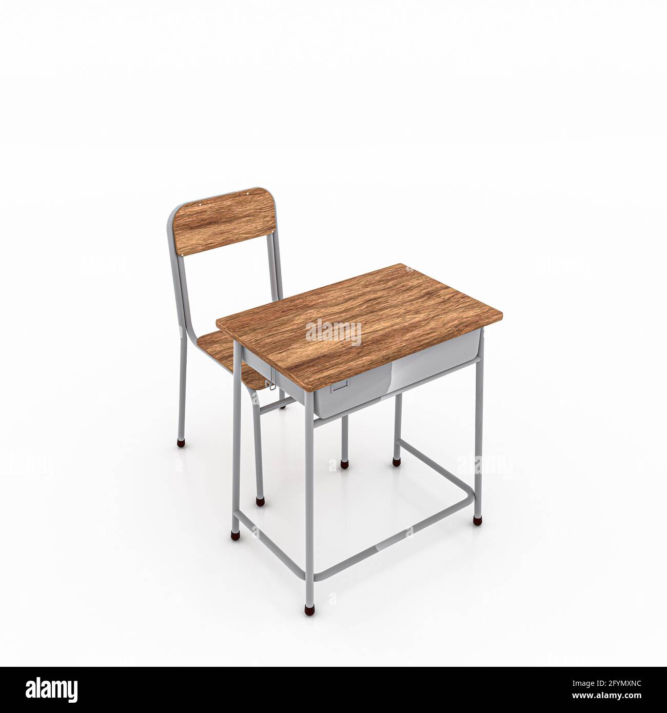 school bench isolated on white background 3d illustration Stock Photo ...