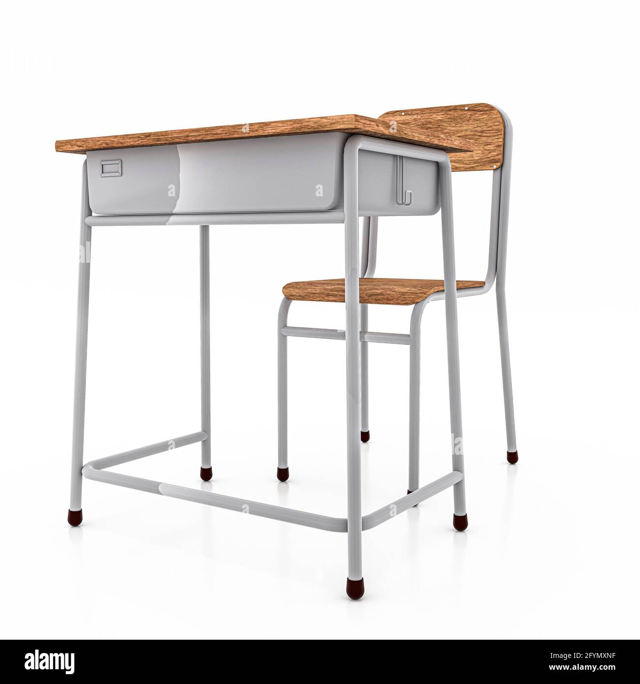 school bench isolated on white background 3d illustration Stock Photo ...
