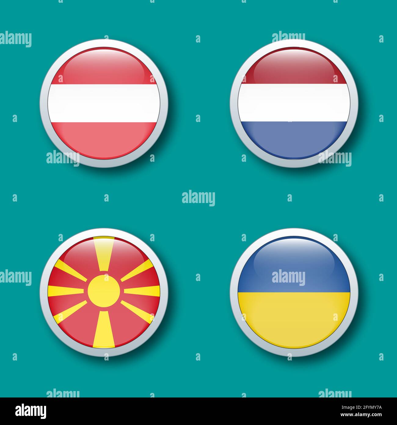 european championship group C flags shiny button on blue background ...