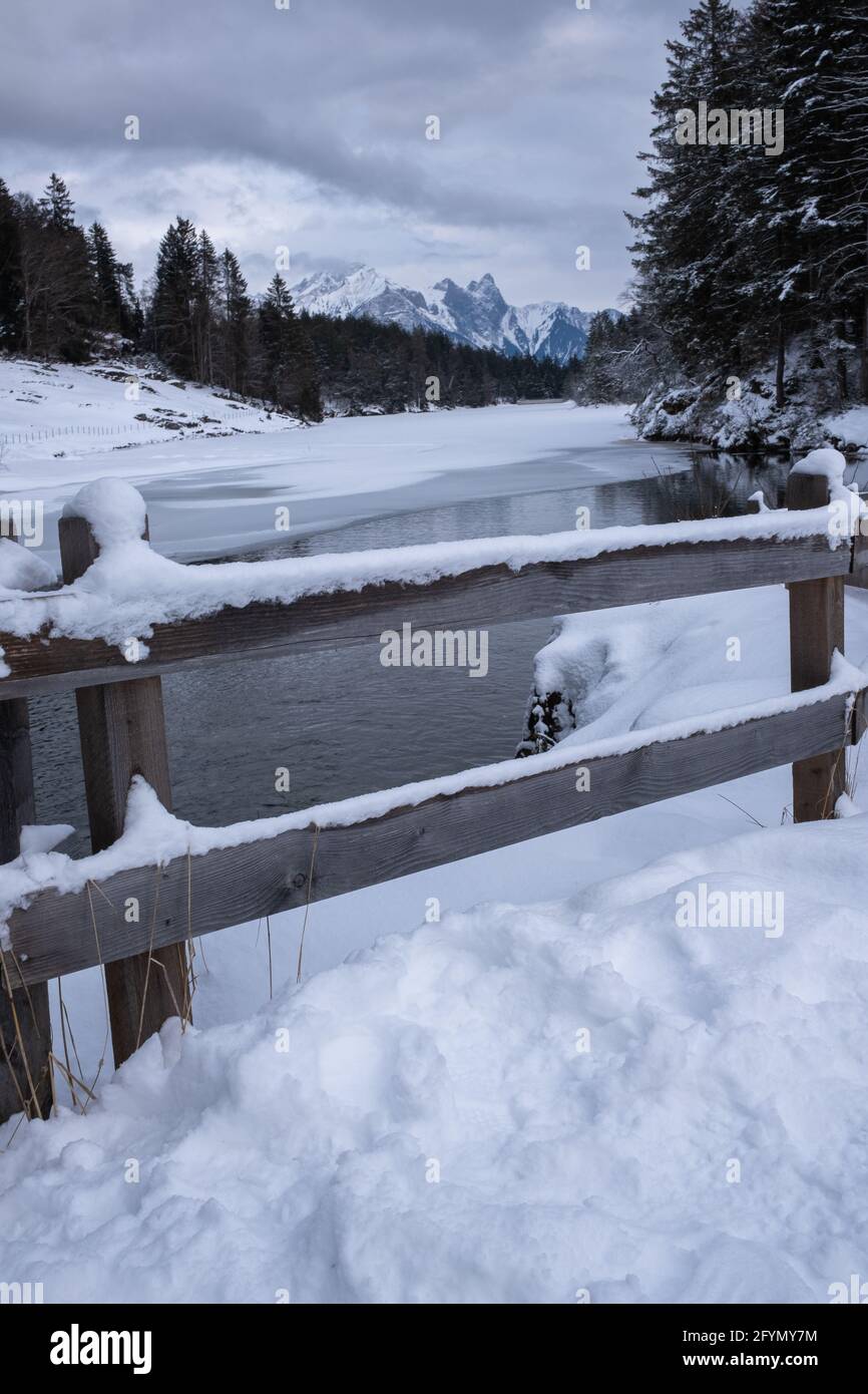 Chapfensee, Switzerland - December 30, 2020: Snowy winter landscape at ...